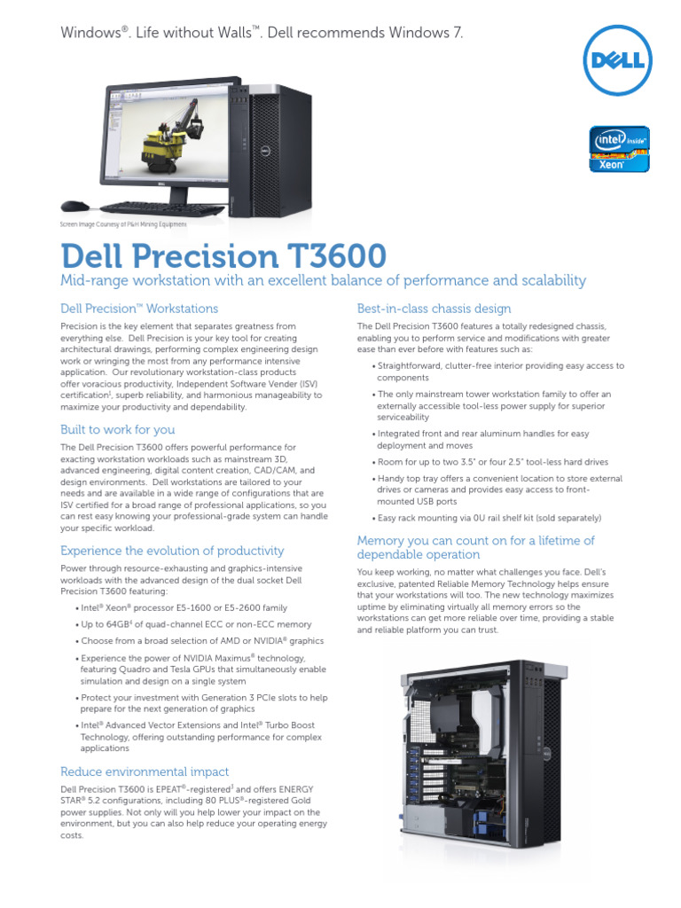 Dell Precision T3600 Workstation Specs | PDF | Intel | Solid State Drive