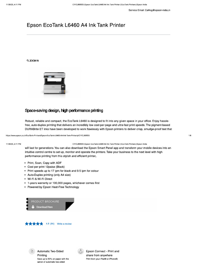C11CJ89503 - Epson EcoTank L6460 A4 Ink.. | PDF