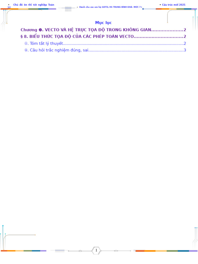 Cd7-Bieu Thuc Toa Do Cua Cac Phep Toan Trong Khong Gian - HS | PDF