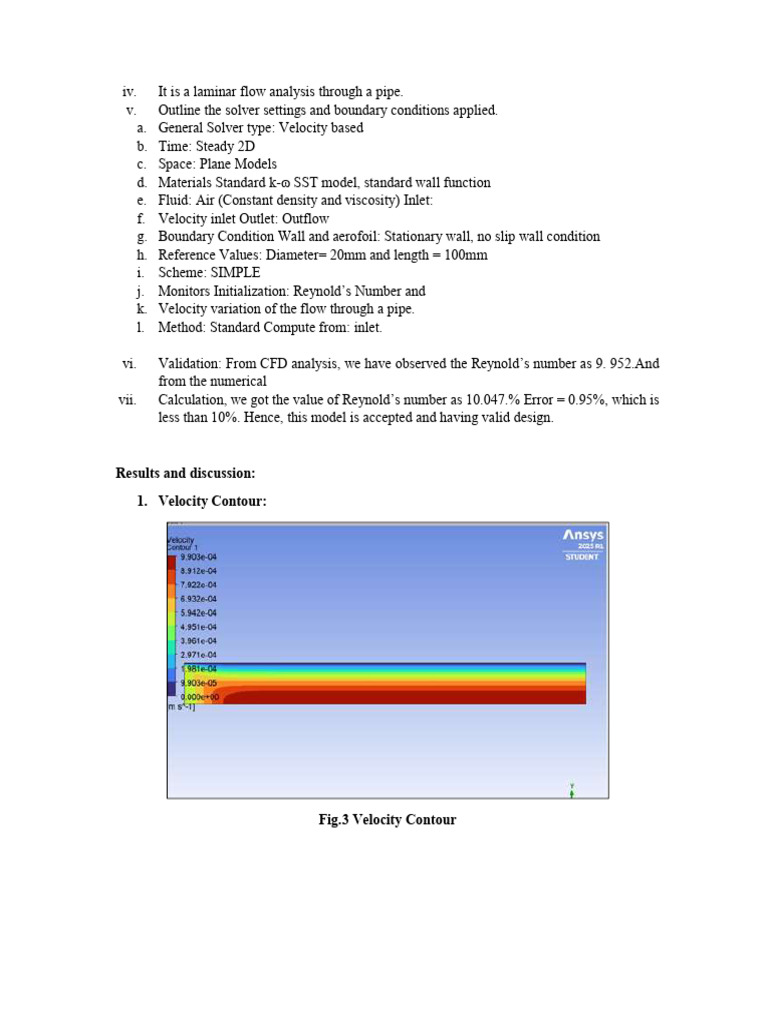 Laminar Flow Analysis in Pipe CFD | PDF