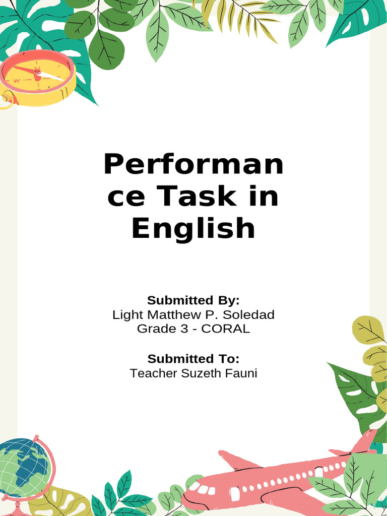 Grade 3 English Performance Task | PDF