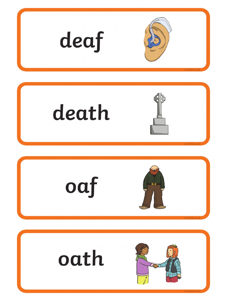 T S 3610 Word Final Voiceless TH and F Minimal Pair Cards | PDF