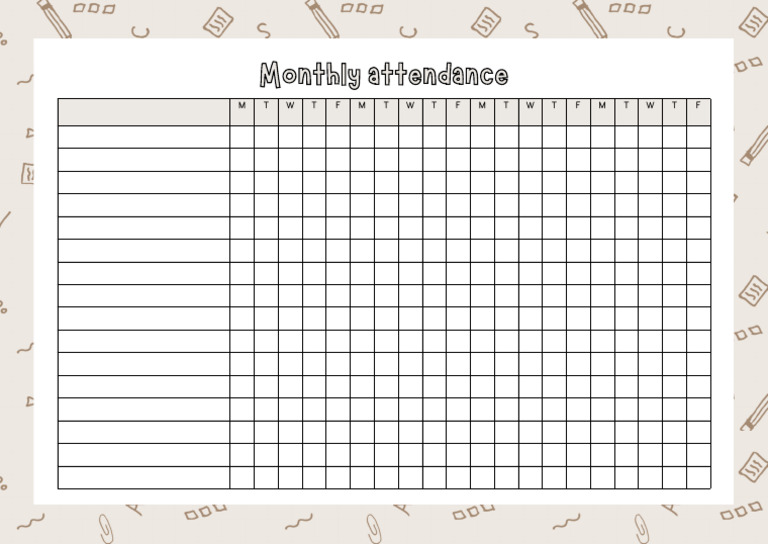 White Brown Simple Monthly Attendance List PDF | PDF