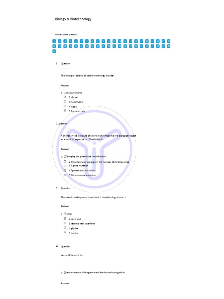 Biology and Biotechnology MCQS For MS and PHD | PDF | Cell (Biology ...