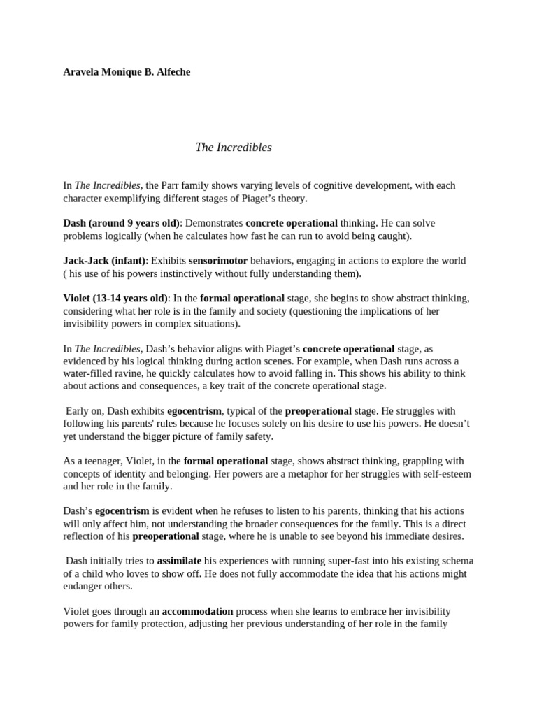Piaget's Theory in The Incredibles | PDF | Cognitive Development | Thought