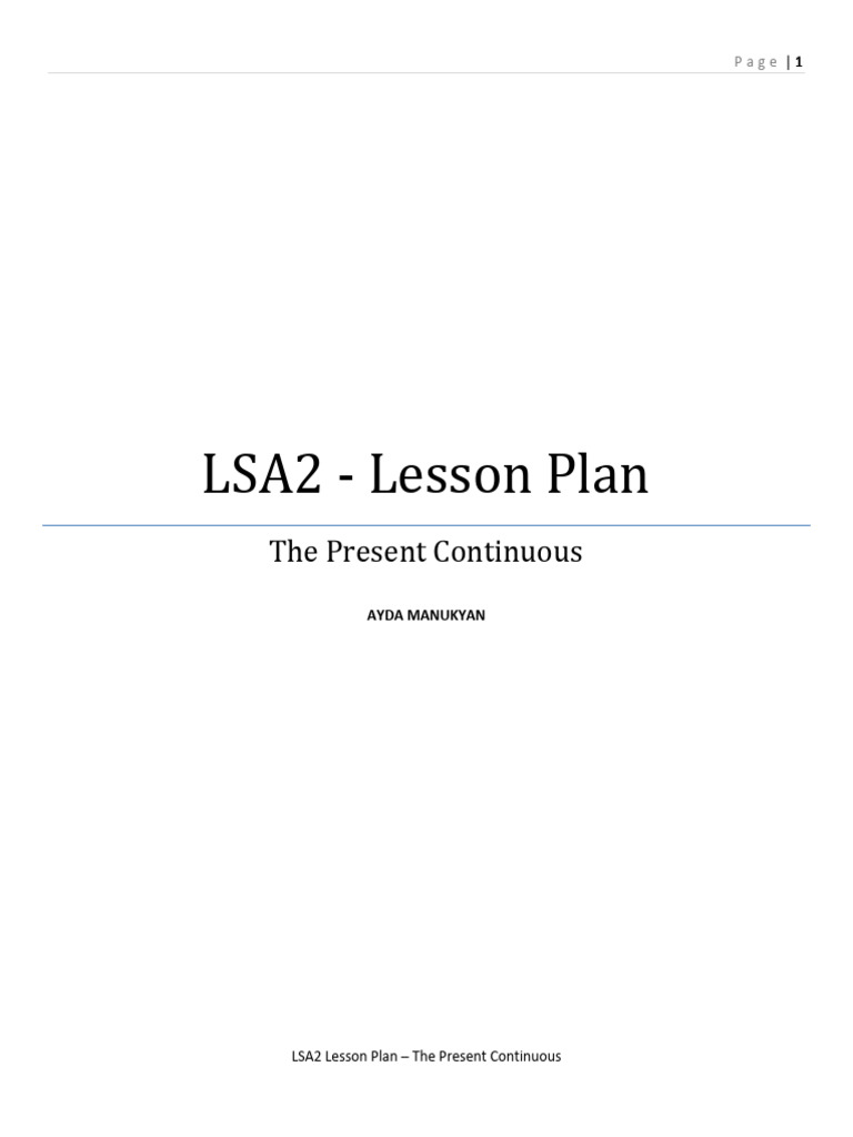 Example Lesson Plan Present Continuous | PDF | Learning | Teachers
