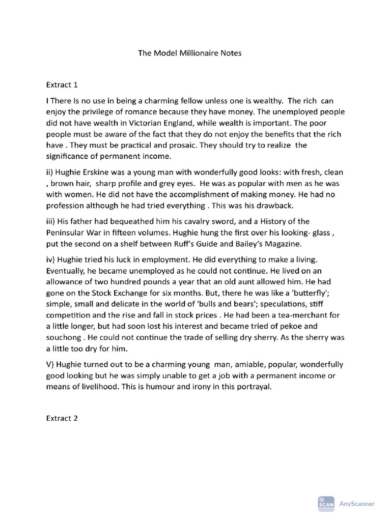 The Model Millionaire Notes | PDF