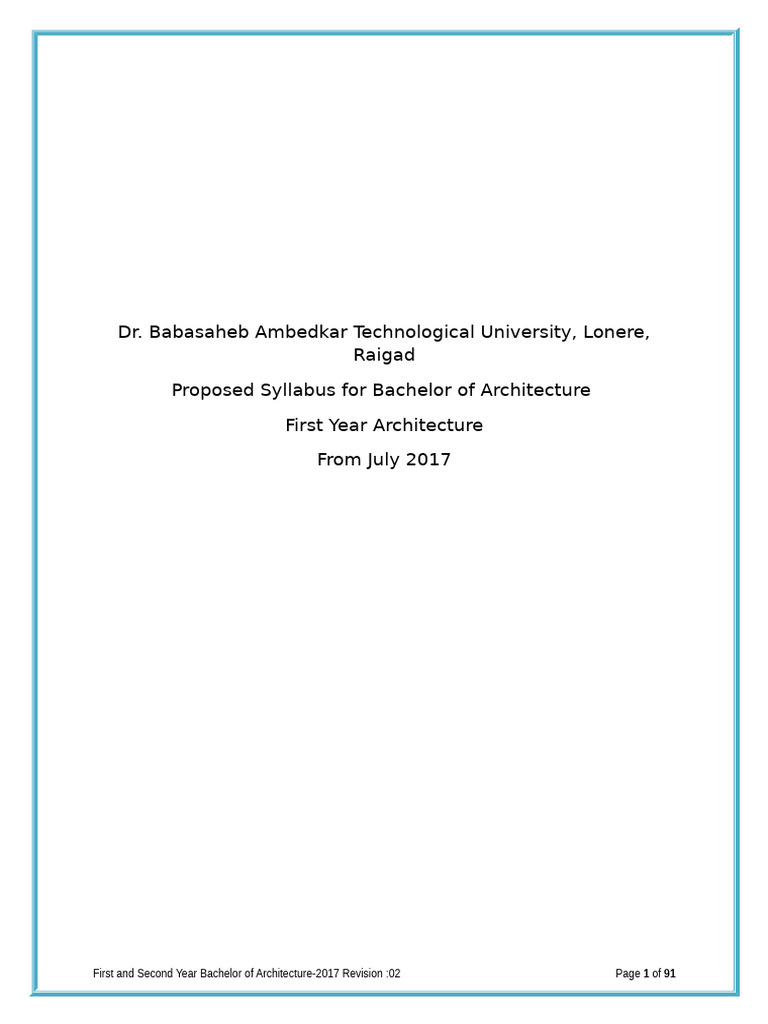 BATU B.Arch Syllabus 2017 Update | PDF | Technical Drawing | Masonry