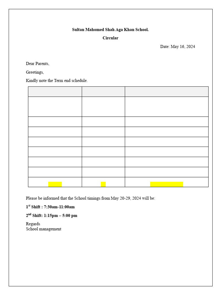 End Term Circular | PDF