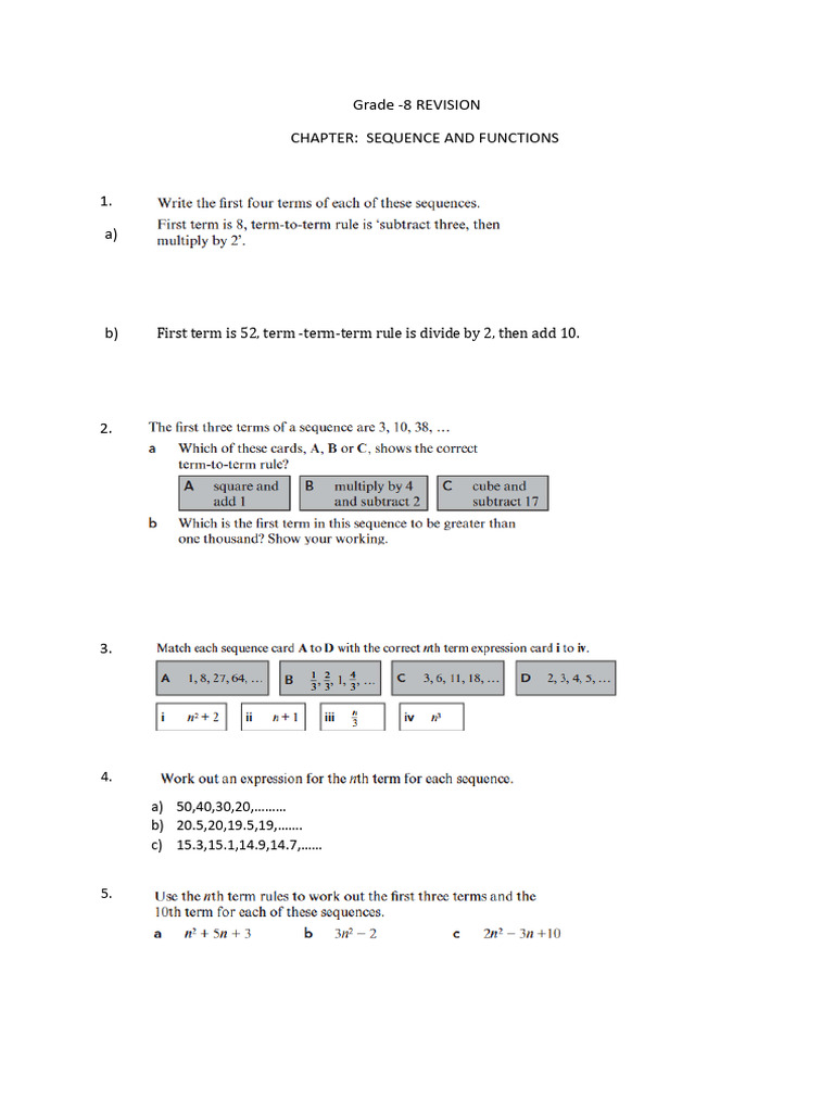 Ch-9 SEQUENCE AND FUNCTIONS | PDF
