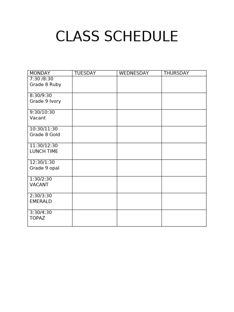Class Schedule | PDF