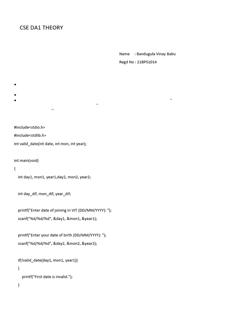 Cse Da1 Theory | PDF | Pointer (Computer Programming) | Integer (Computer Science)