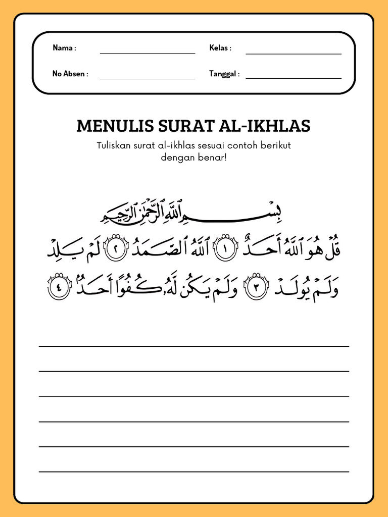 Menulis Surat Al Ikhlas | PDF