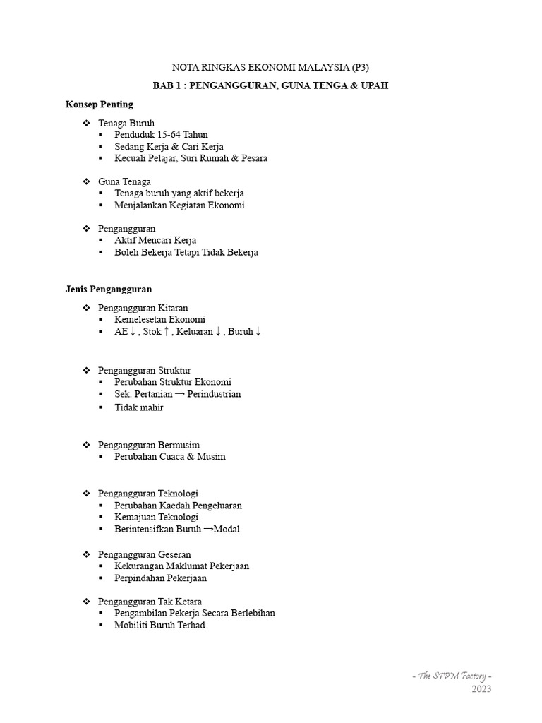 Nota Ringkas Ekonomi Tingkatan 5 | PDF