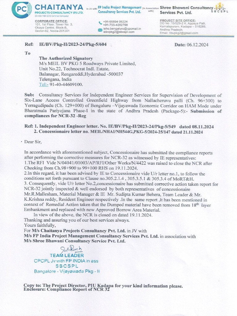 604.submission of Compliances For NCR-32 | PDF