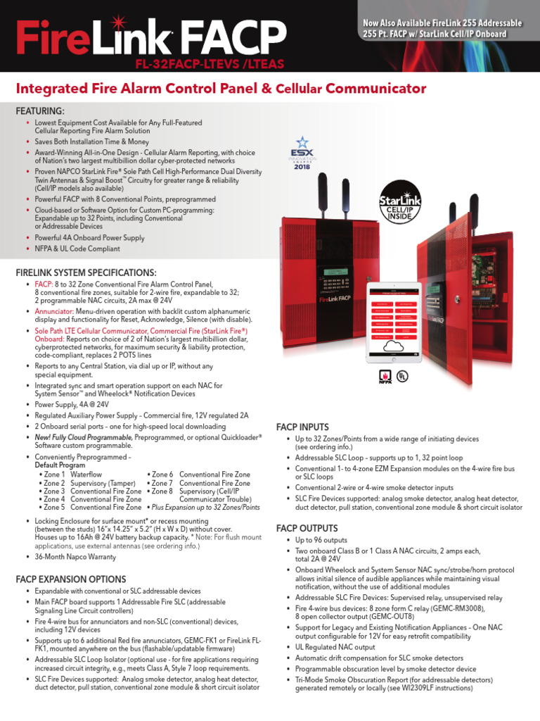 A729B FireLink SOlePath FACP Spec | PDF | Manufactured Goods | Electrical Engineering