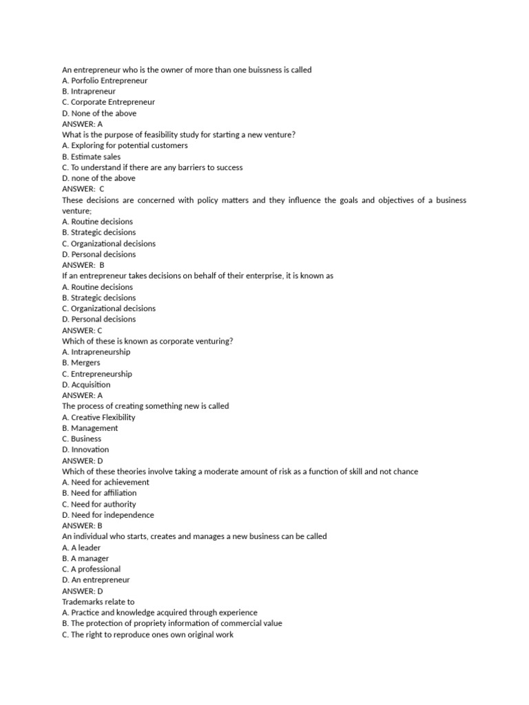 Paper 2 PHN CBT Sept. 2023 | PDF | Entrepreneurship | Type I And Type Ii Errors