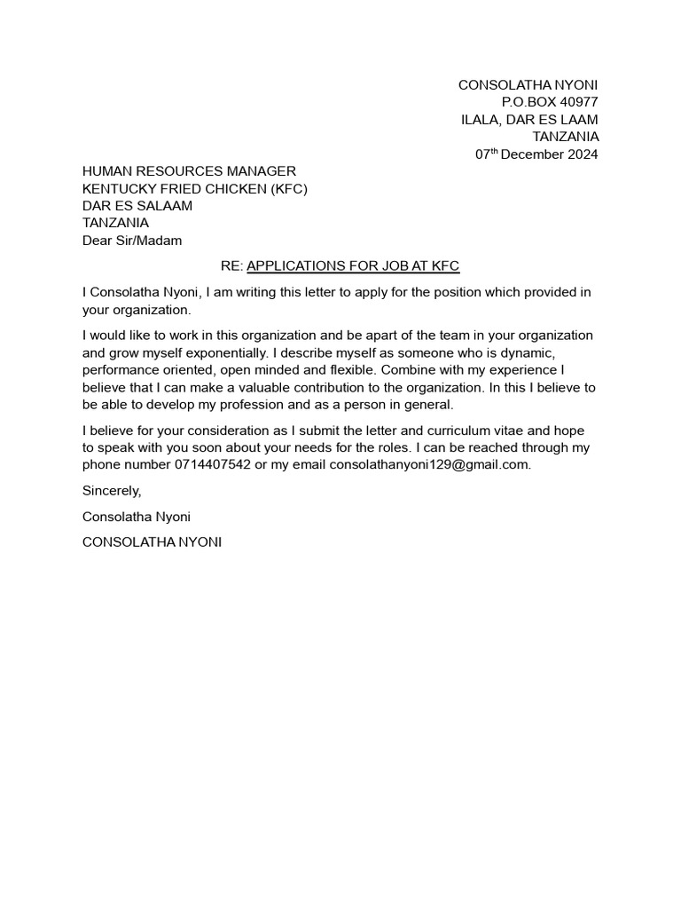 Consolatha Motivational Letter | PDF