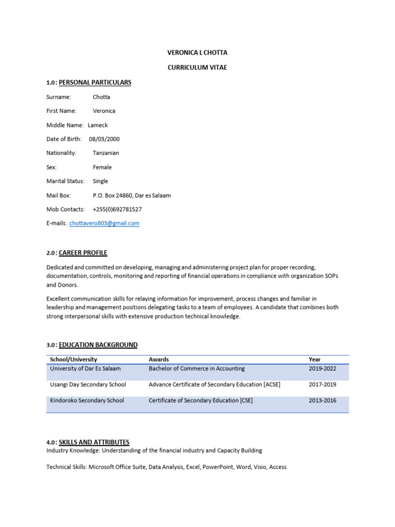 Veronica L Chotta Cv..01 | PDF | Internal Control | Business