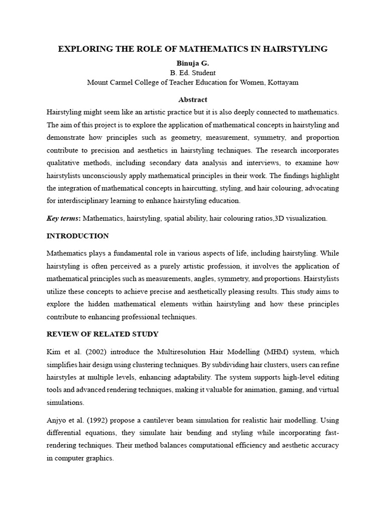 Mathematics in Hairstyling Techniques | PDF | Line (Geometry) | Mathematics