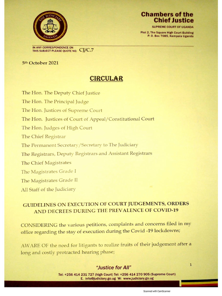 Circular On Execution of Court Orders | PDF