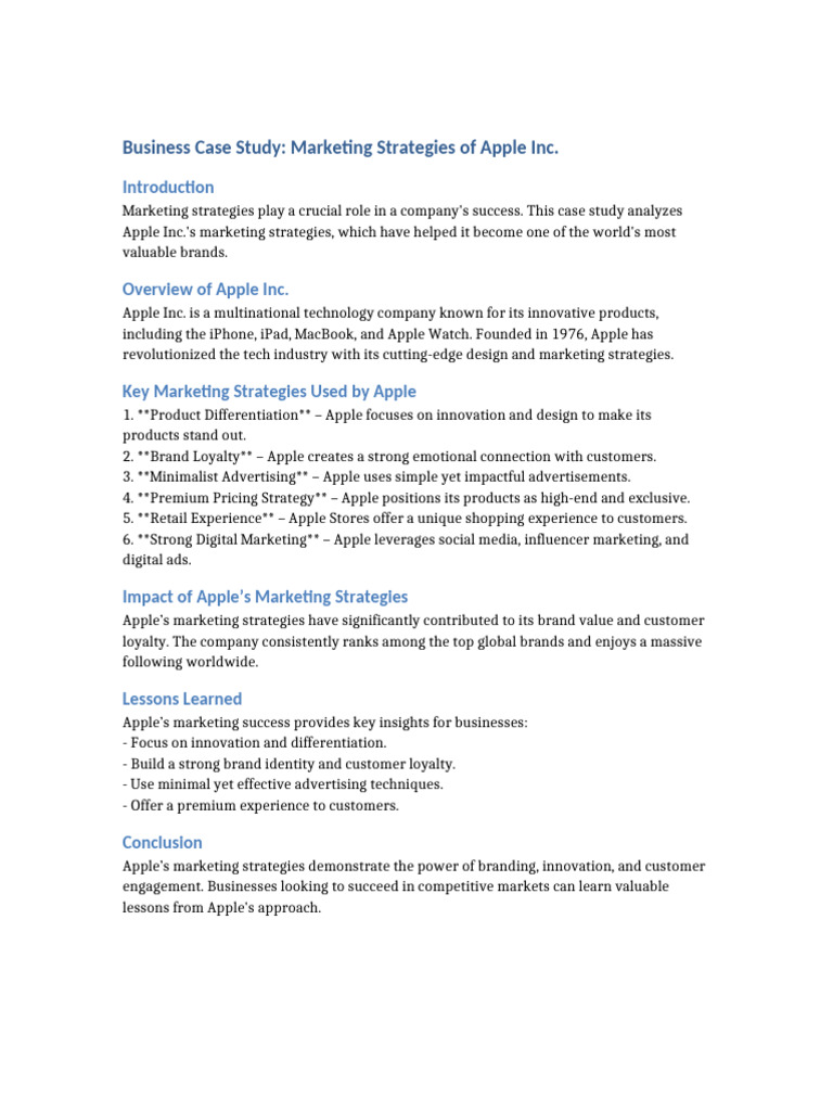 Business Case Study Apple Marketing Strategies | PDF