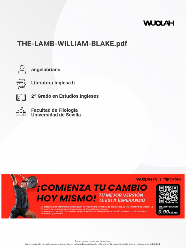Wuolah Free THE LAMB WILLIAM BLAKE | PDF | William Blake | Romanticism