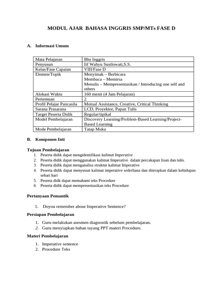 Bab 6 - Modul Ajar Procedure | PDF