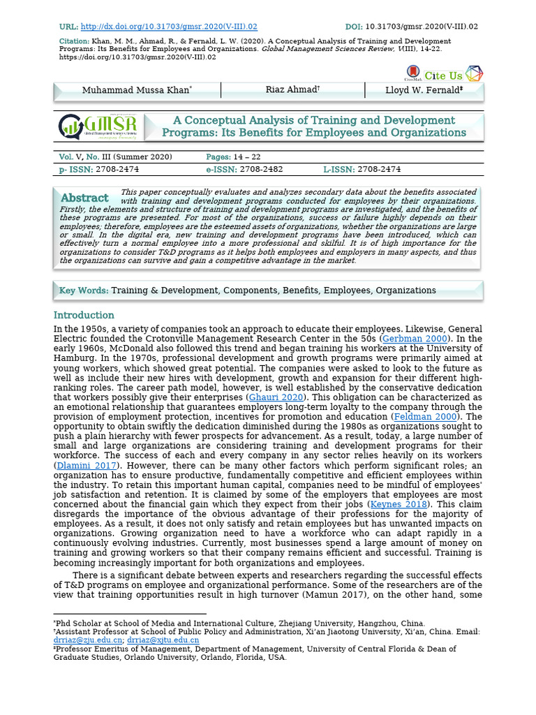 A Conceptual Analysis of Training and Development | PDF | Employment | Employee Retention