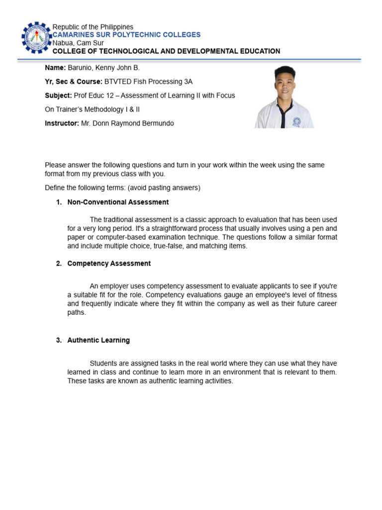 BARUNIO Prof Educ 12 Activity 1 | PDF