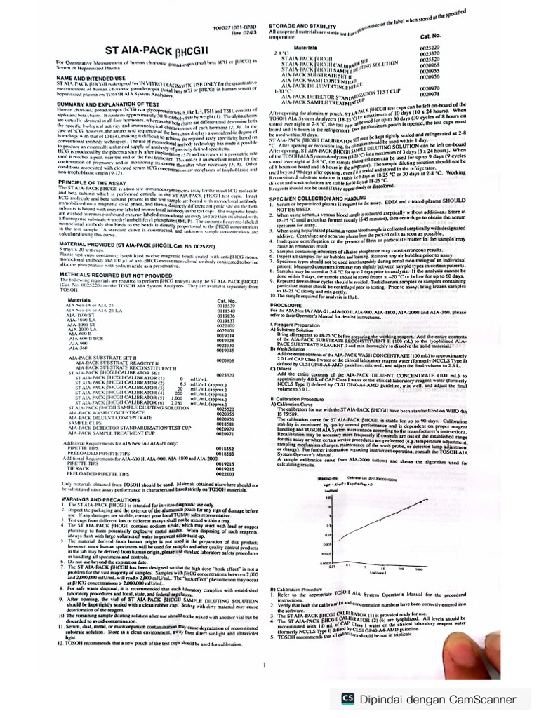 insert kit AIA PACK b-hCG | PDF