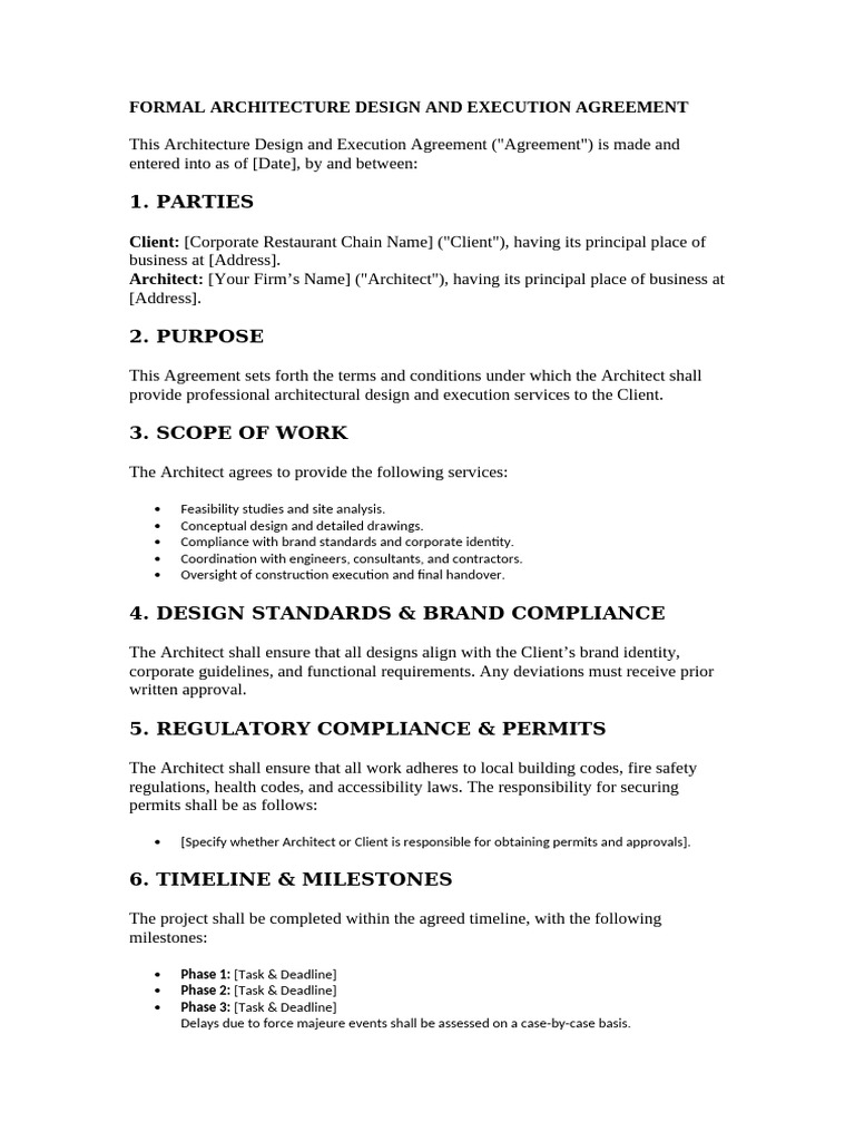 Architecture Design Agreement Template | PDF | Architect | Private Law