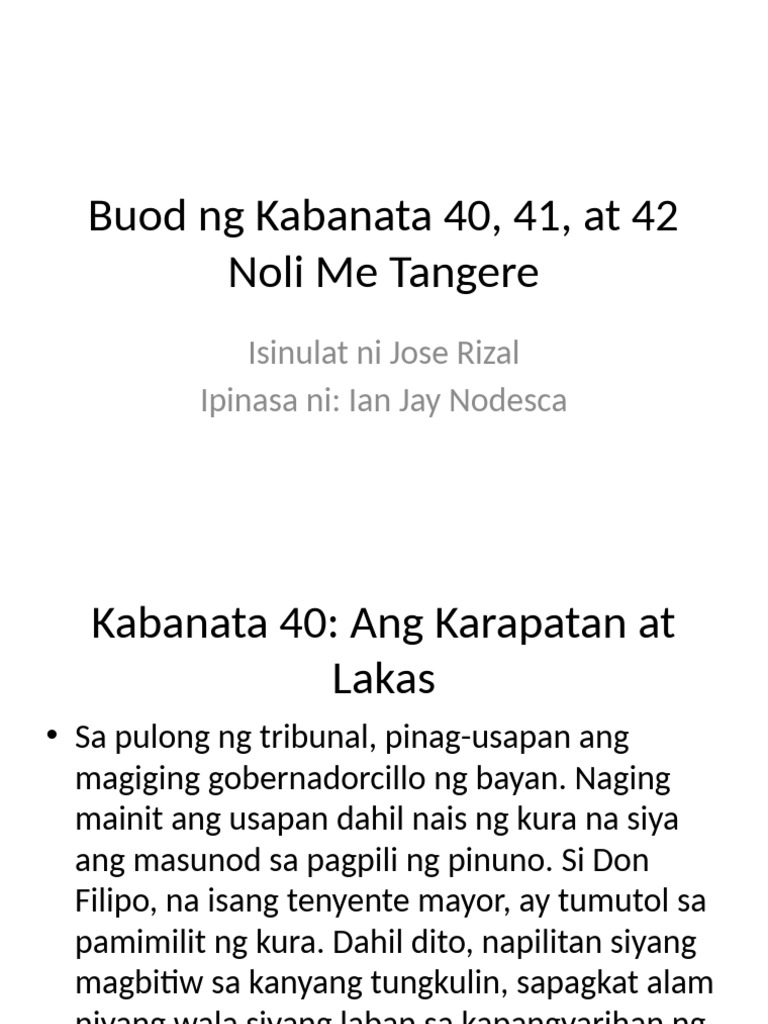 Buod Kabanata 40 41 42 Noli Detailed | PDF