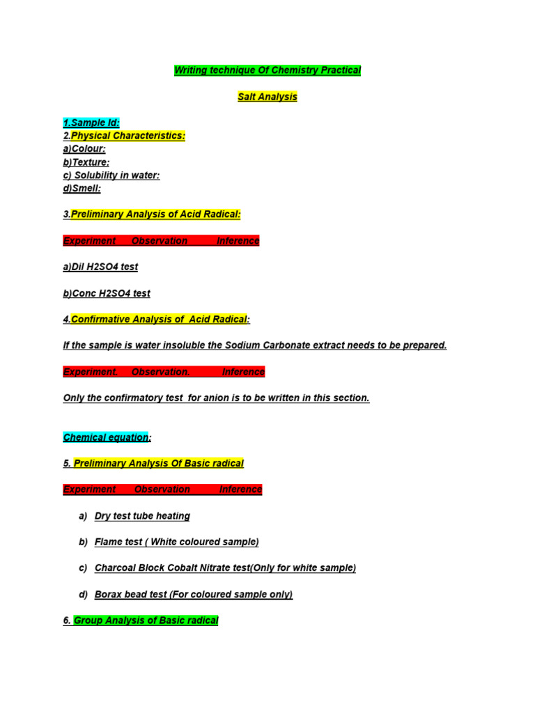 Salt Analysis PDF