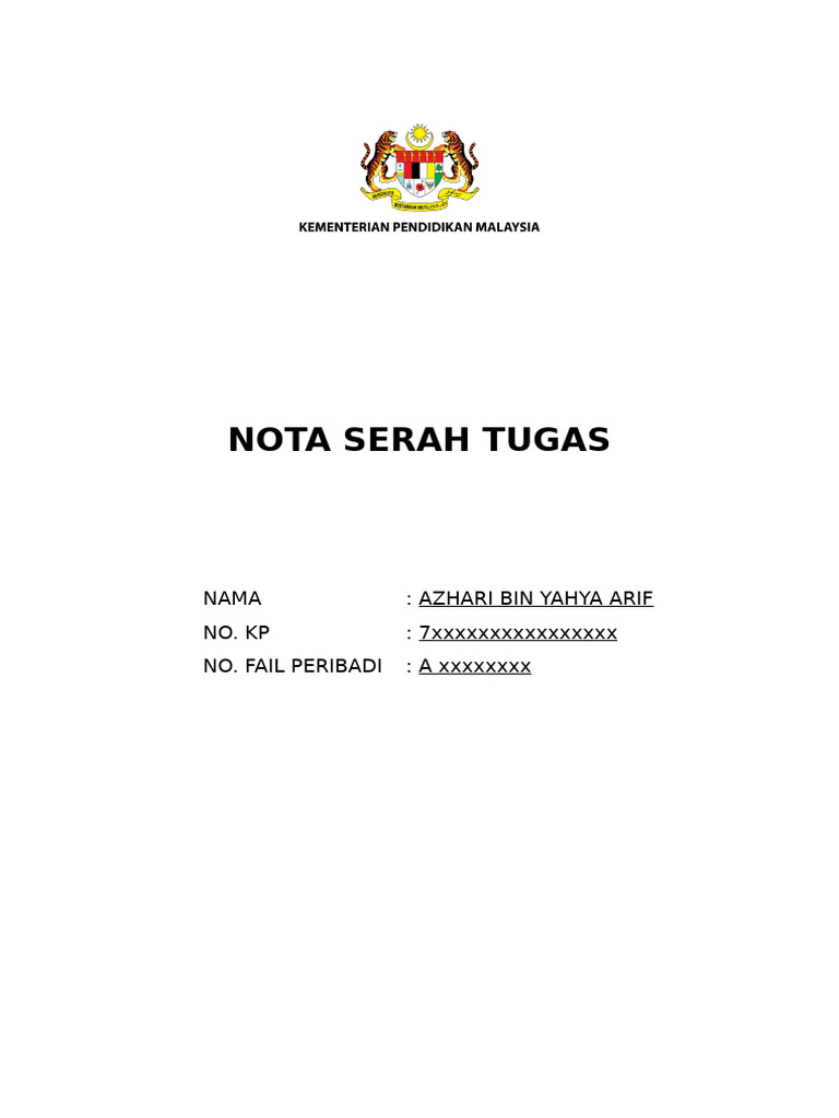 Nota Serah Tugas | PDF