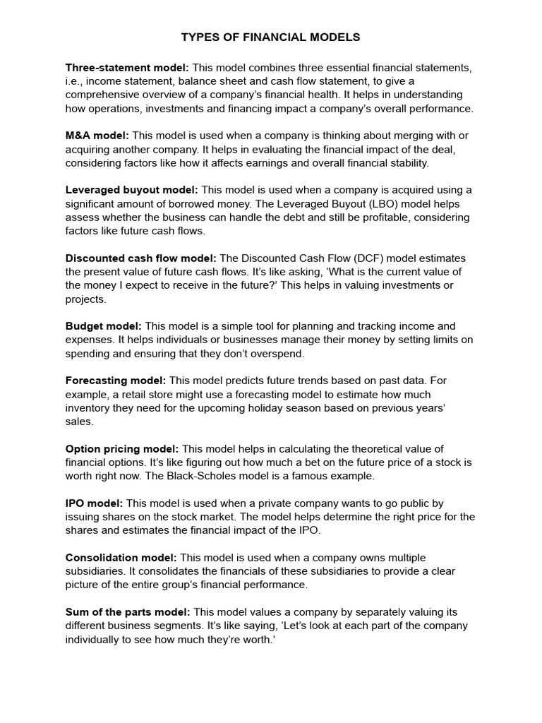 Types of Financial Models Explained | PDF | Discounted Cash Flow ...