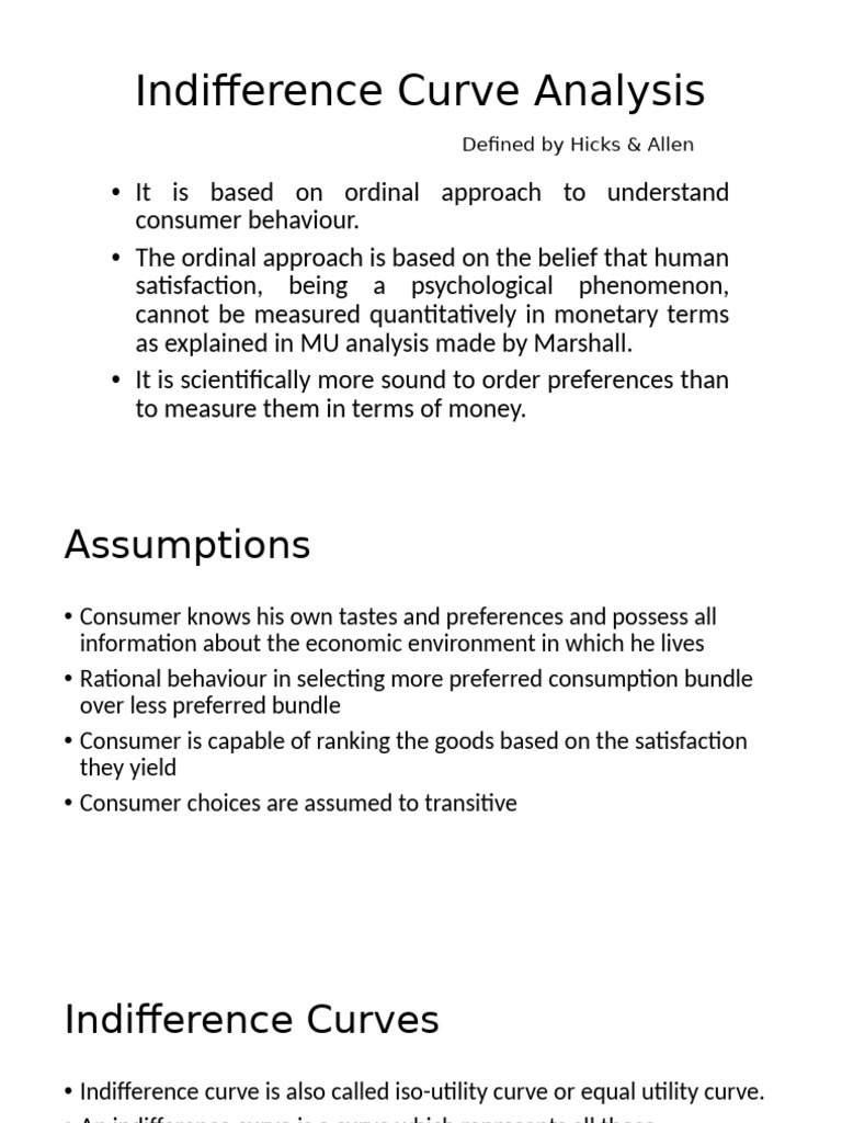 Indifference Curve Analysis | PDF | Utility | Economies
