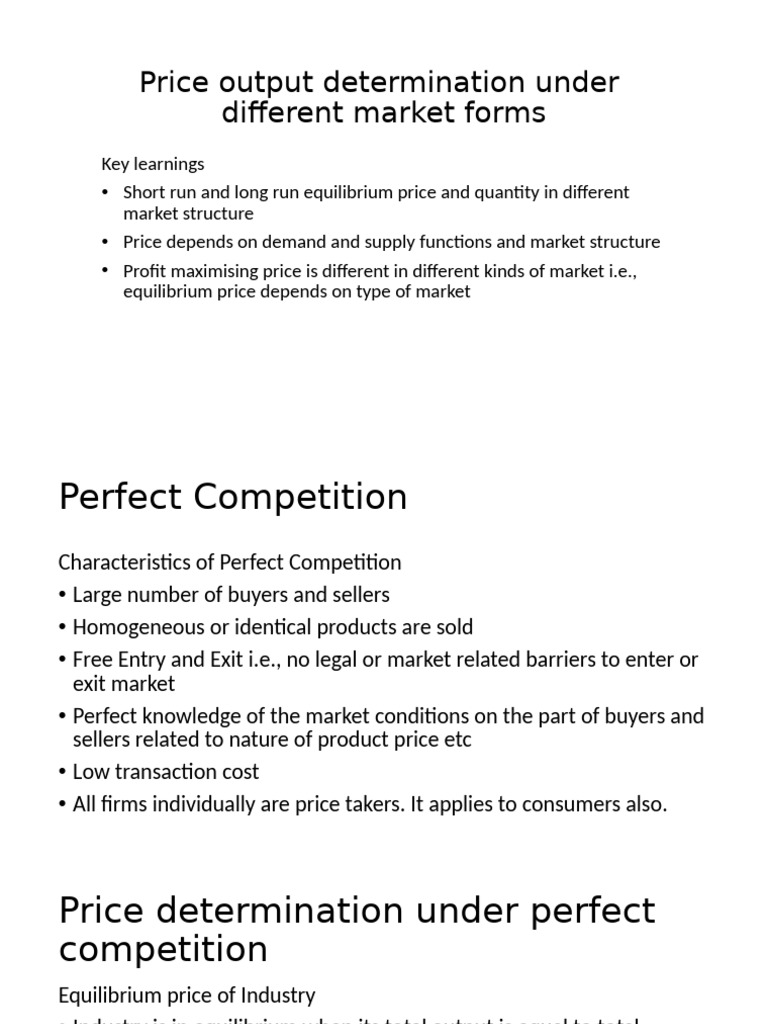Chapter 4 Unit 3 Price Output Determination Under Different Markets | PDF | Oligopoly | Monopoly