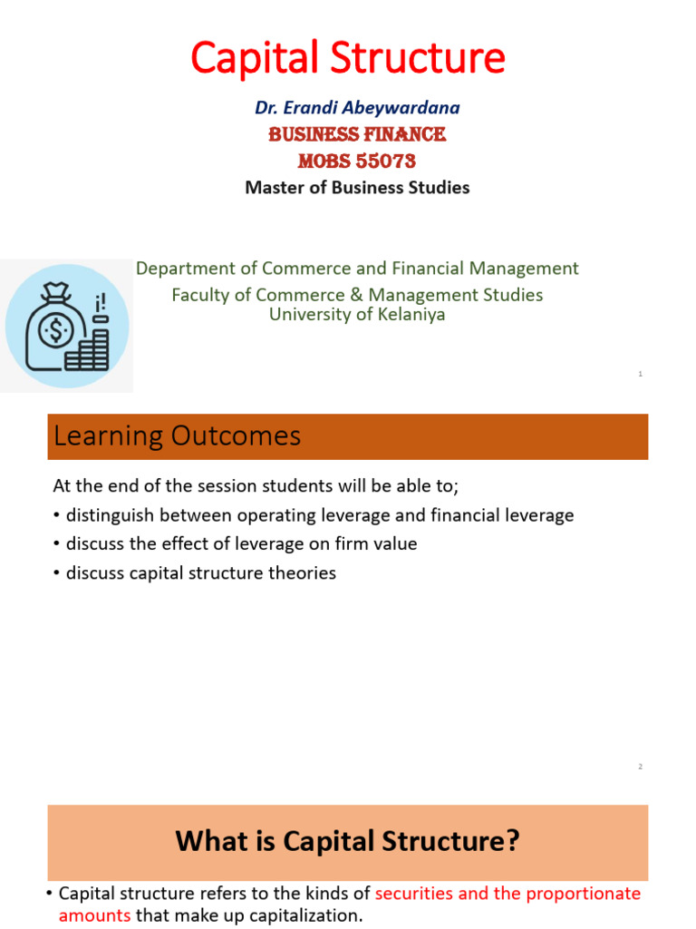 Capital Structure Lesson 2024 | PDF | Capital Structure | Leverage (Finance)