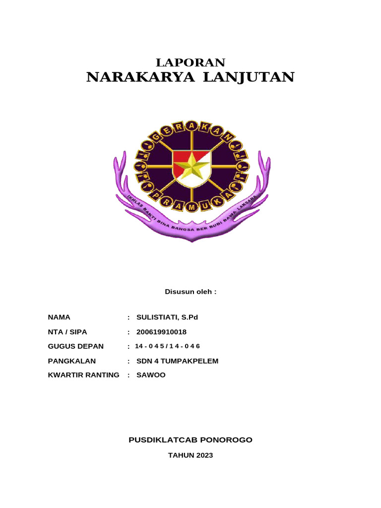 Form Laporan Narakaraya Lanjutan 2023 Sulistiati | PDF