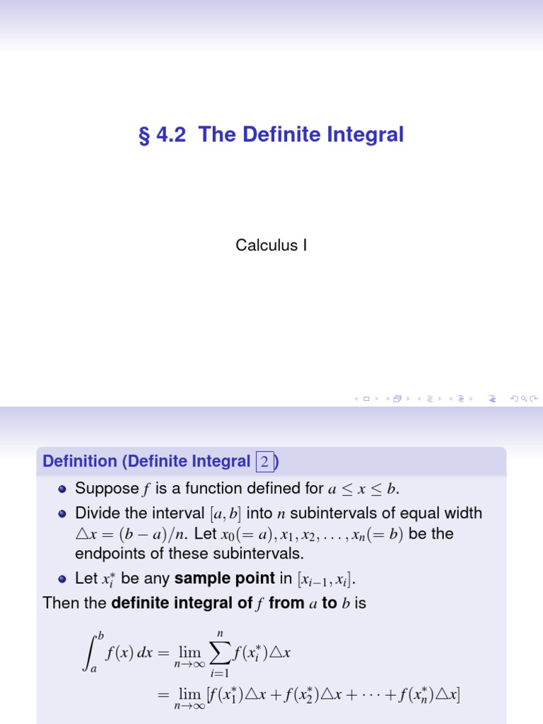 4.2 The Definite Integral | PDF | Integral | Interval (Mathematics)