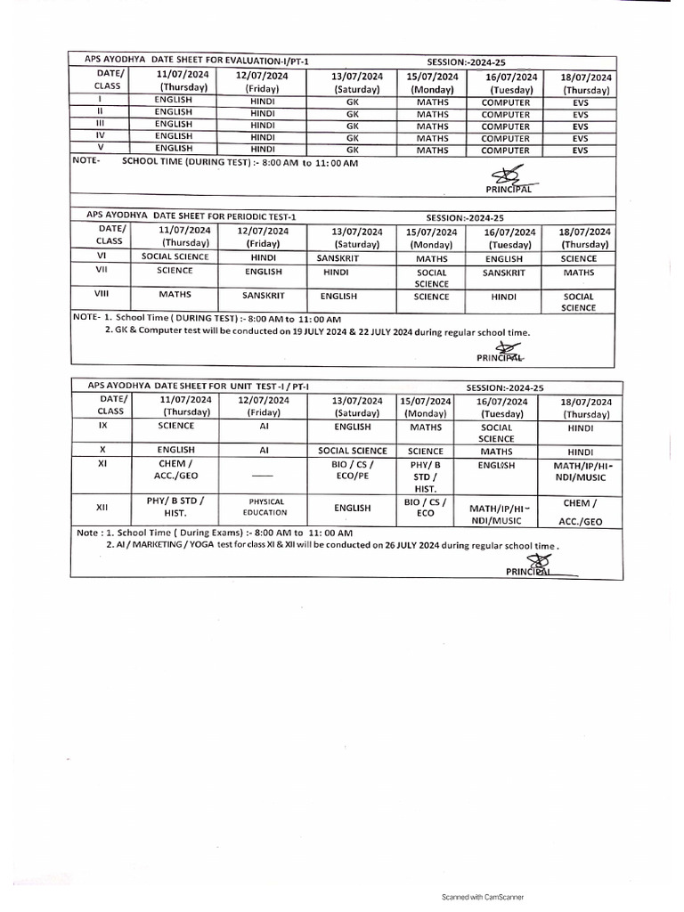 Date Sheet - 1 | PDF