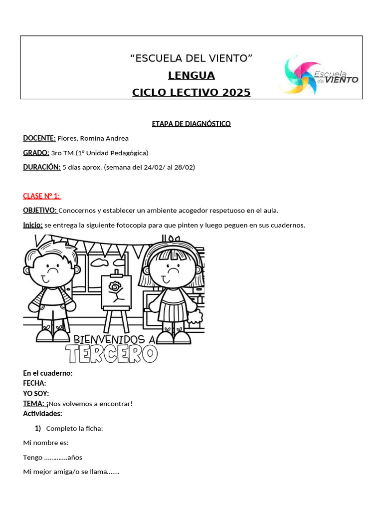 Diagnóstico-Lengua - 3ro-TM | PDF