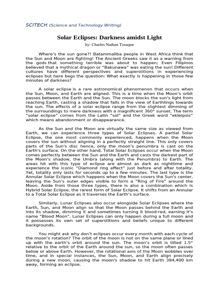 Understanding Solar Eclipses | PDF | Solar Eclipse | Eclipse