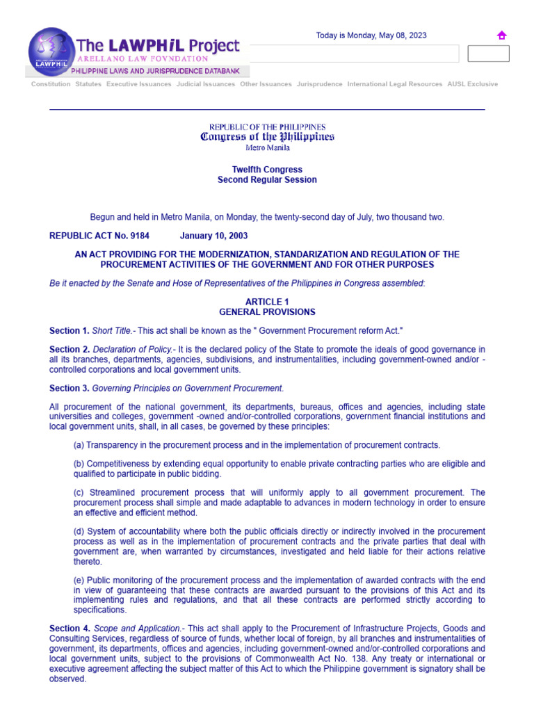 Republic-Act-9184 | PDF | Procurement | Specification (Technical Standard)
