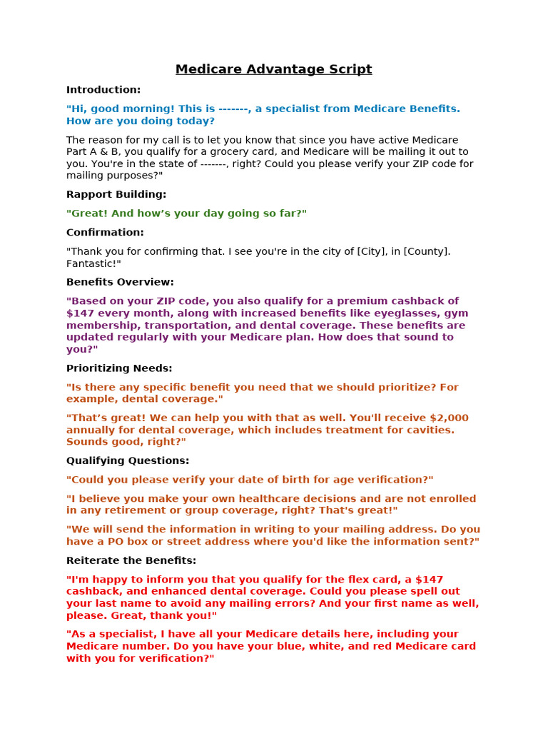 Medicare Advantage Script 14 AUG 2024 | PDF | Medicare (United States ...