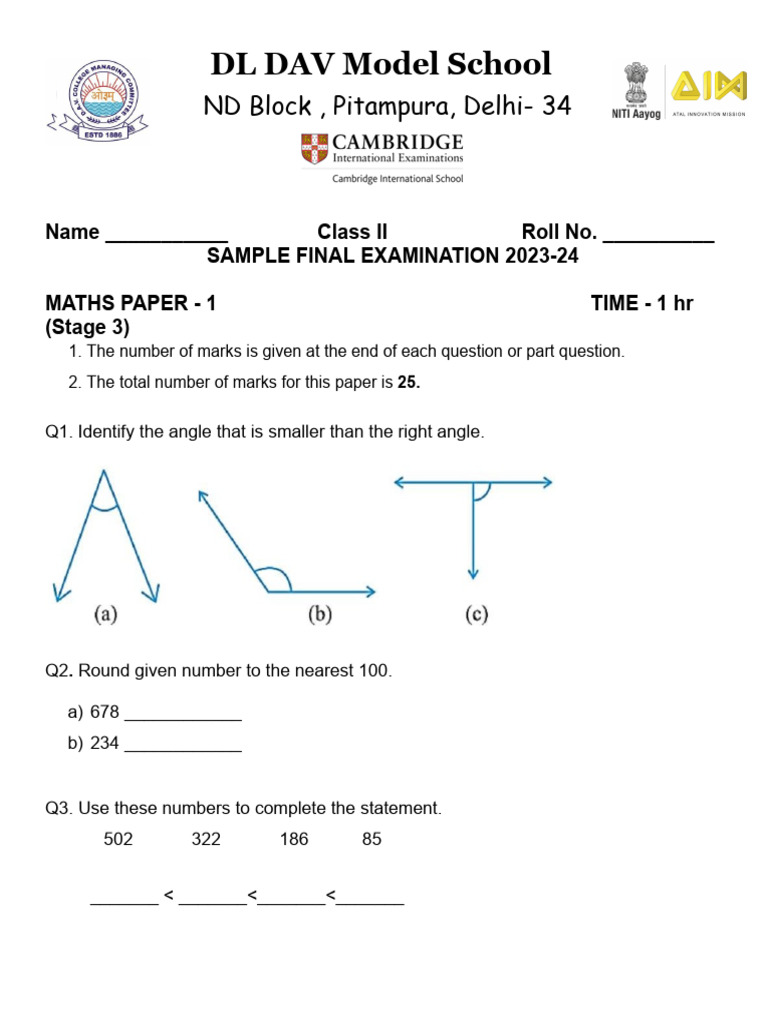 Math Practice Worksheet PAPER - 1 | PDF