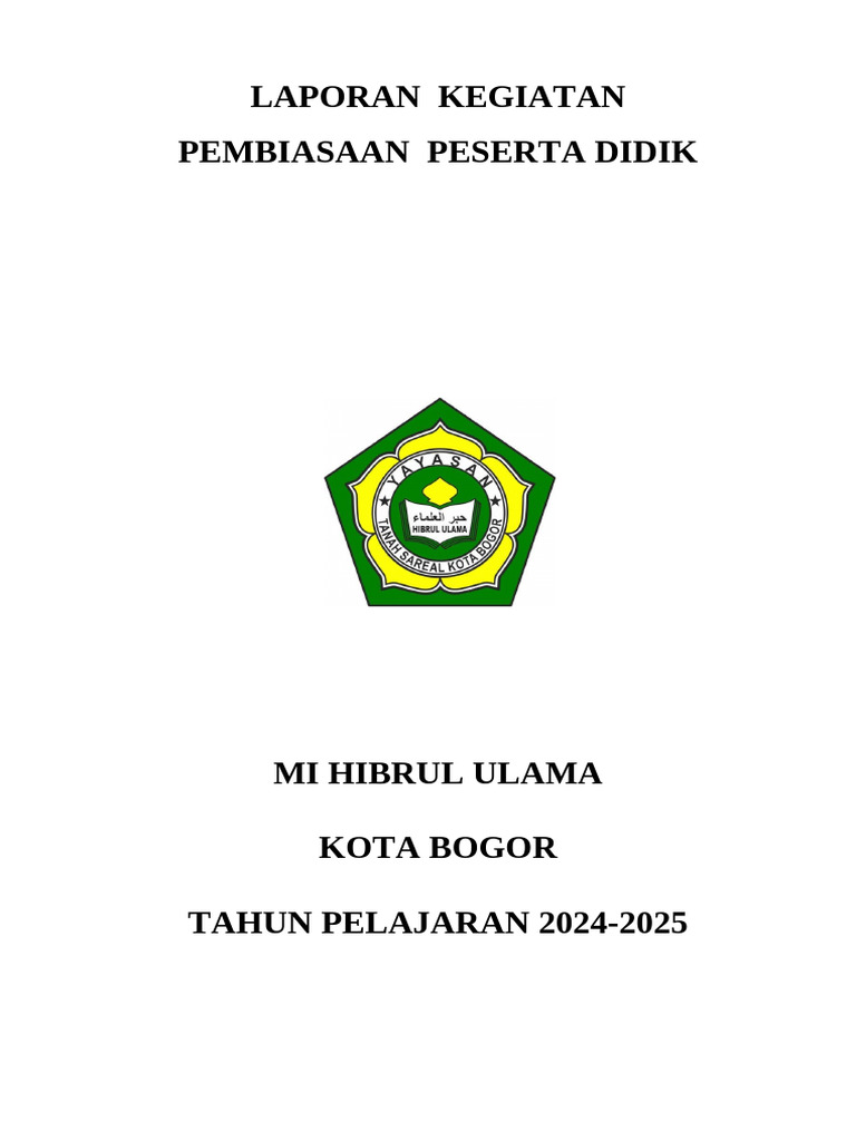 Laporan Kegiatan Pembiasaan Siswa MI | PDF