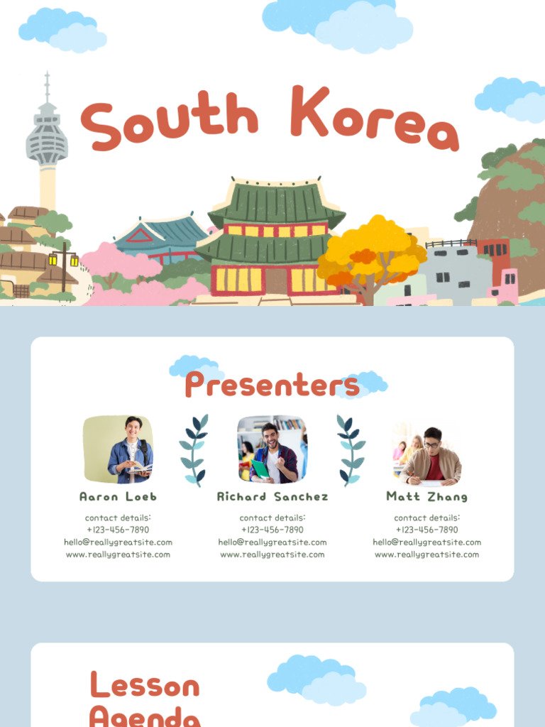Exploring South Korea Educational Presentation in White and Green Cute ...