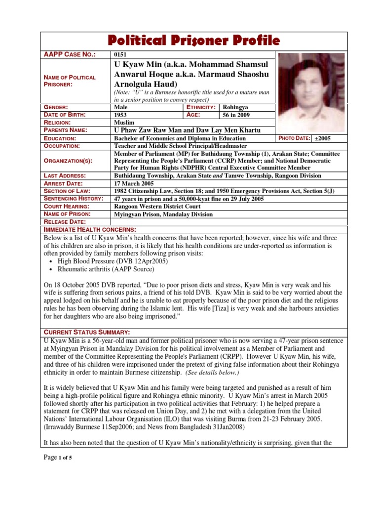 U Kyaw Min's Profile by AAPPB | PDF | Politics